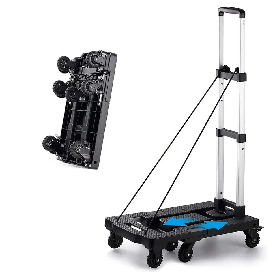 150kg Lightweight Portable Flatbed 7 Wheels Dolly Folding Hand Trolley ...